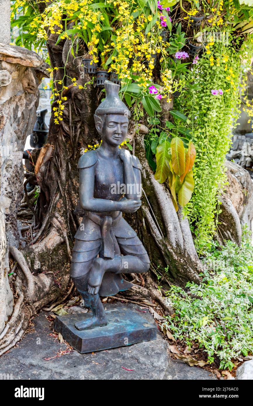 Miniature mountains with stone figures and decorative plants, Khao Mor ...