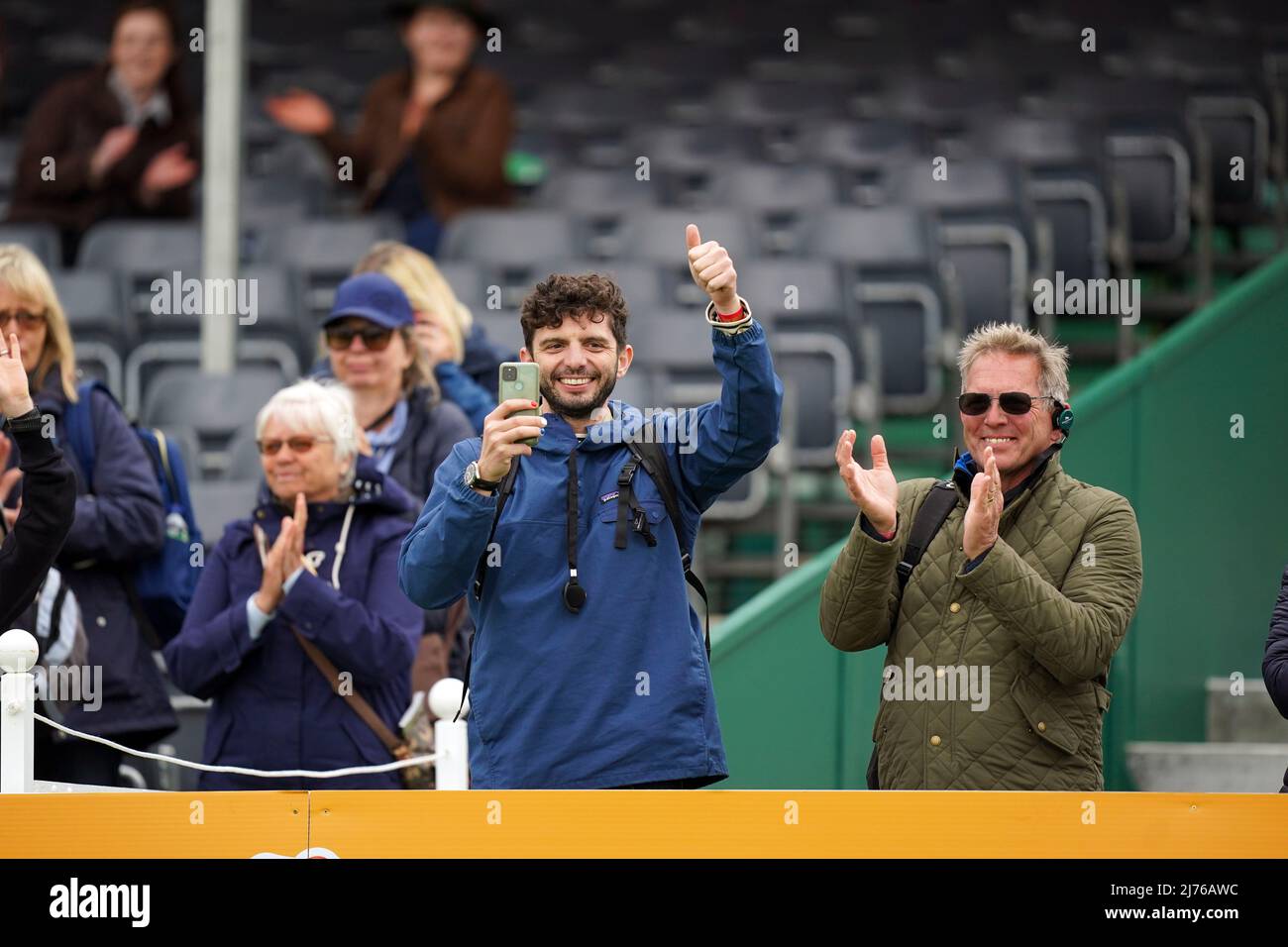 Downton Abbey actor Michael C Fox (centre) cheers on SRS Kan Do ridden ...