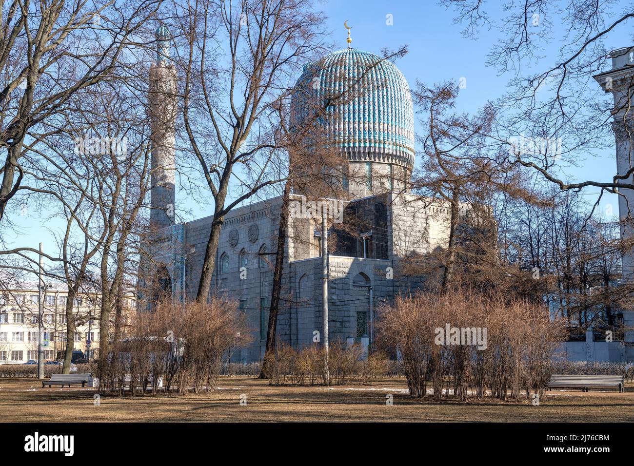 View of the building of the Cathedral Mosque from the city square on a ...