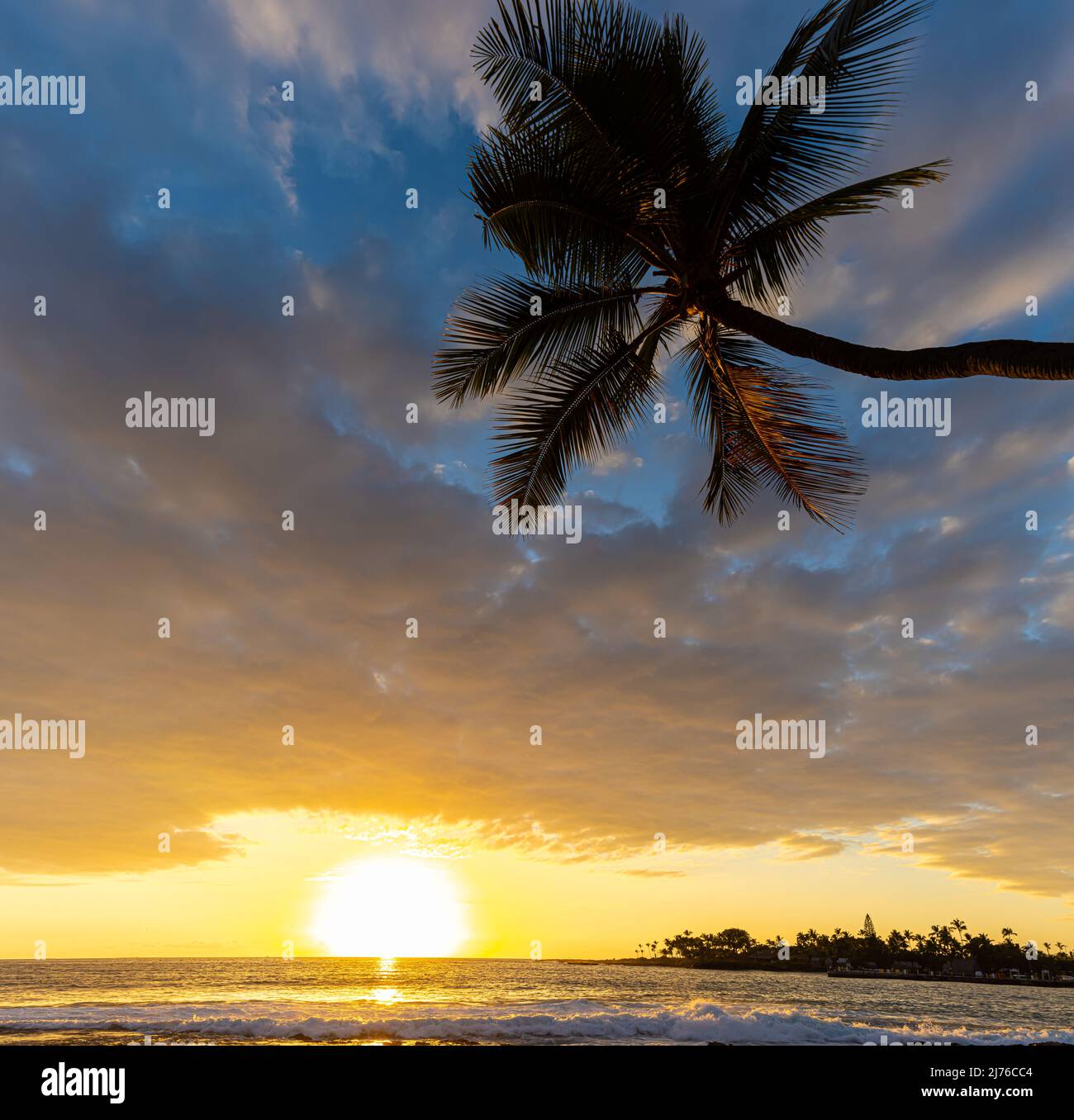 Sunset On Kailua Bay, Kailua-Kona, Hawaii, Island, Hawaii, USA Stock ...