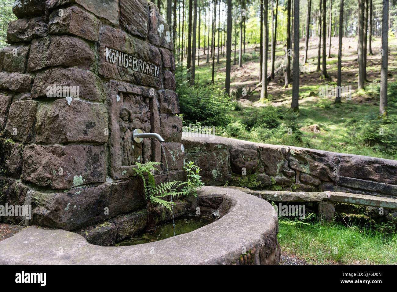 Oberzent, Hetzbach, Odenwald, Hesse, Germany, King's Fountain near ...