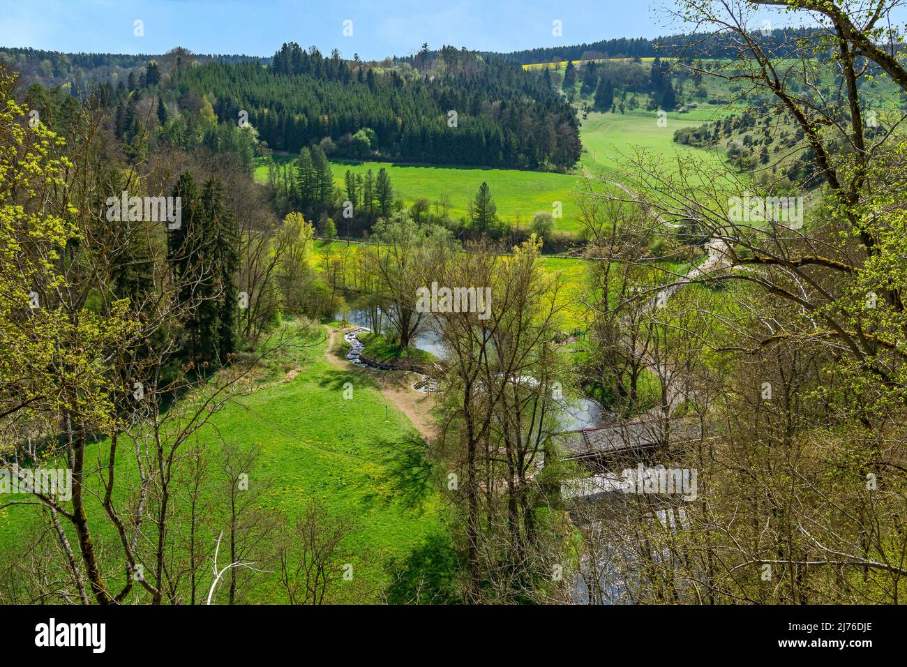 Germany, Rottweil, view from Neckarburg castle into Neckar valley Stock ...