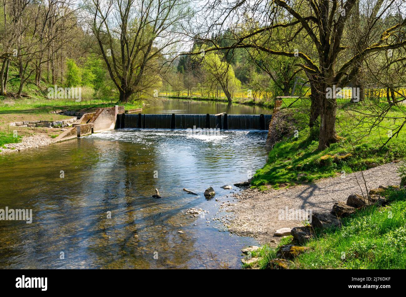 Germany, Rottweil, ford in the Neckar valley at the Neckarburg estate ...