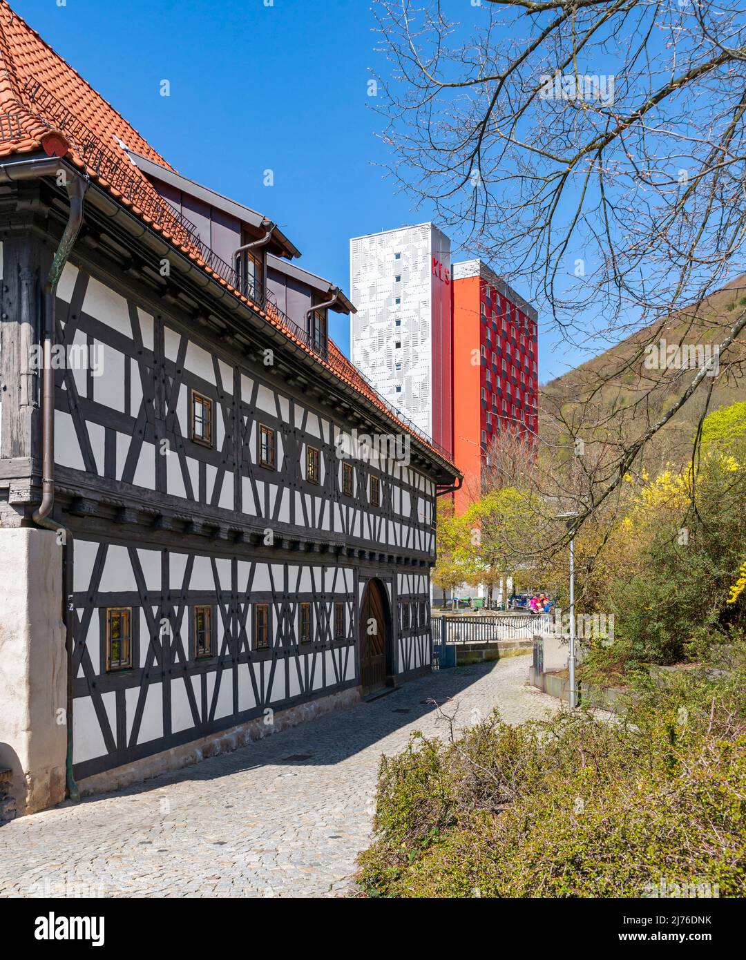 Germany, Suhl, weapons museum, back side, skyscraper Stock Photo - Alamy