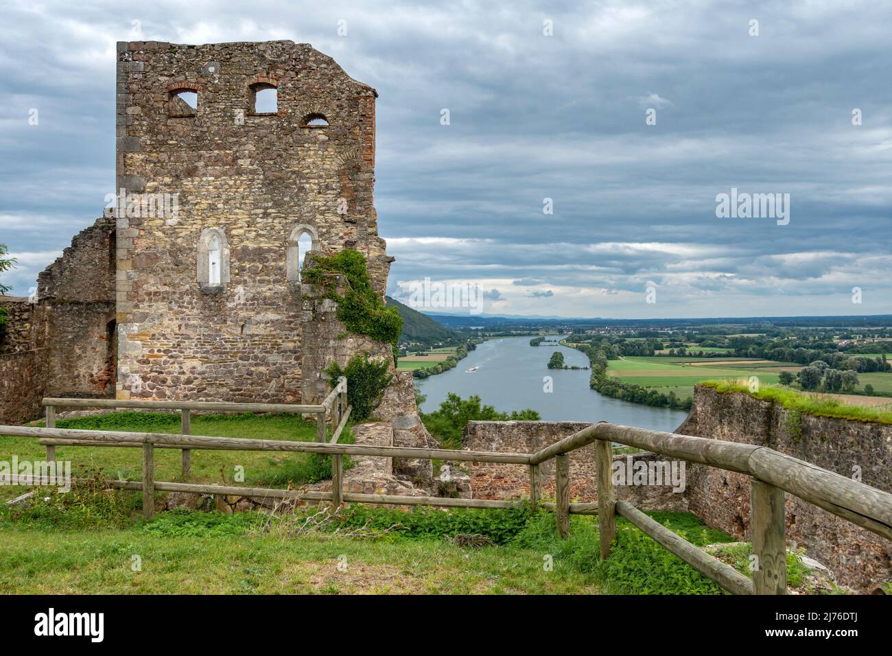 Germany, Donaustauf, view from the castle ruin Donaustauf into the ...
