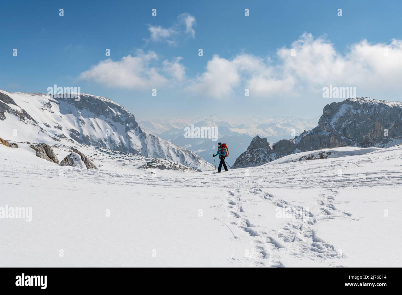 Snowshoe tour in the rofan mountains at the achensee hi-res stock ...