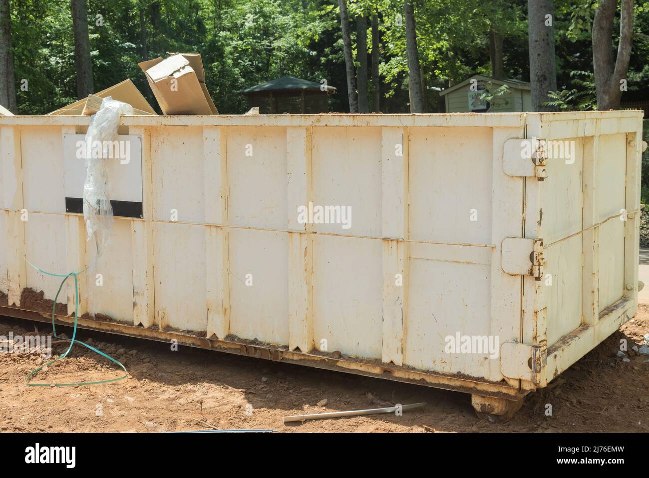 Construction trash dumpsters in an metal container, home house ...