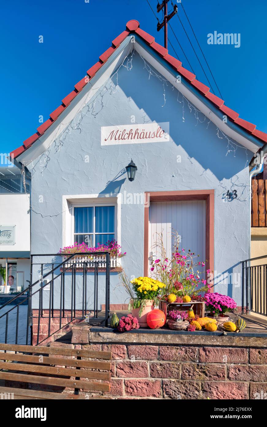 Milchhäusle, house front, facade, village view, autumn, Roden, Main ...