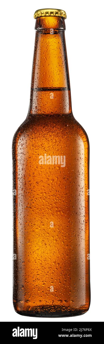 Bottle of cold light beer isolated on a white background. File contains ...