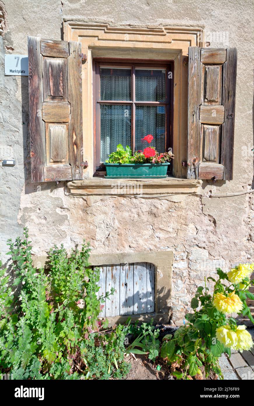 Window, house front, facade, village view, half-timbered house ...