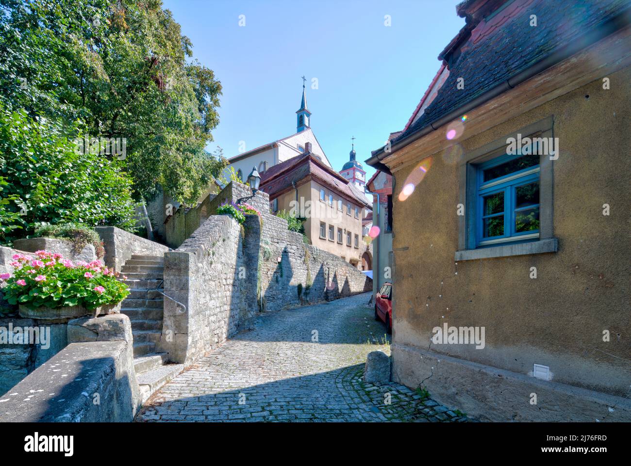 city fortification, alley, house facade, village view, autumn ...