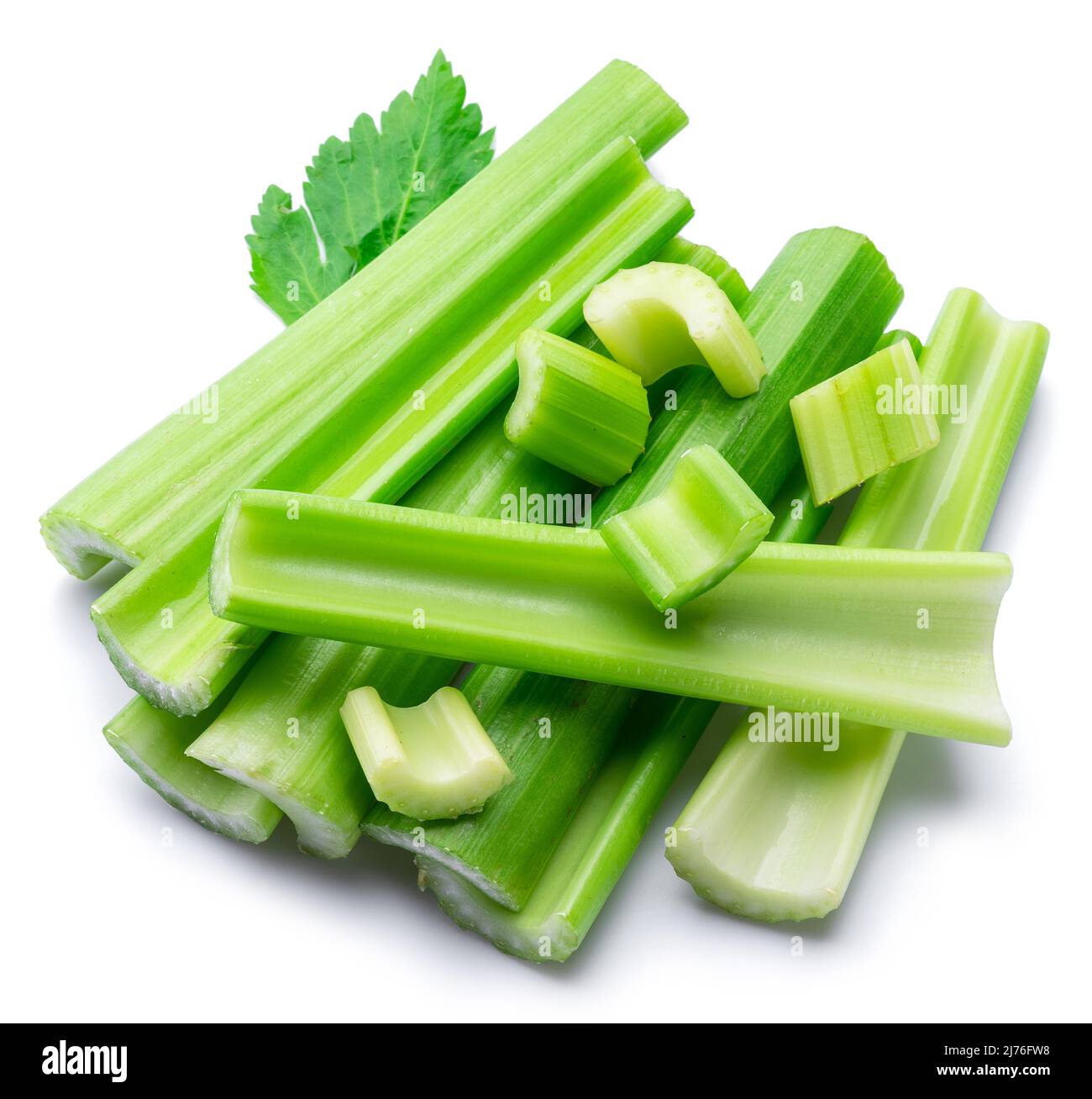 Pile of celery ribs isolated on white background Stock Photo - Alamy