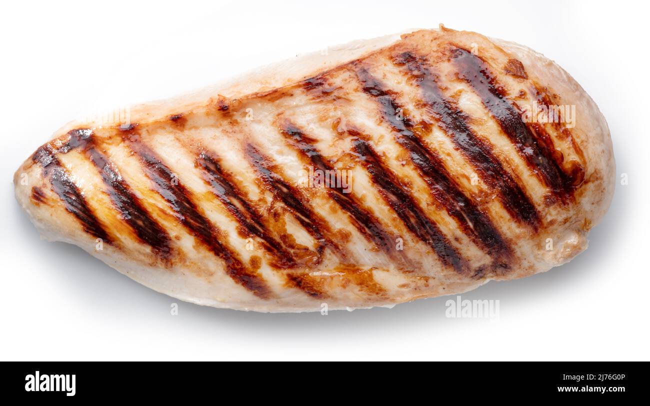 Grilled chicken fillet isolated on white background Stock Photo - Alamy