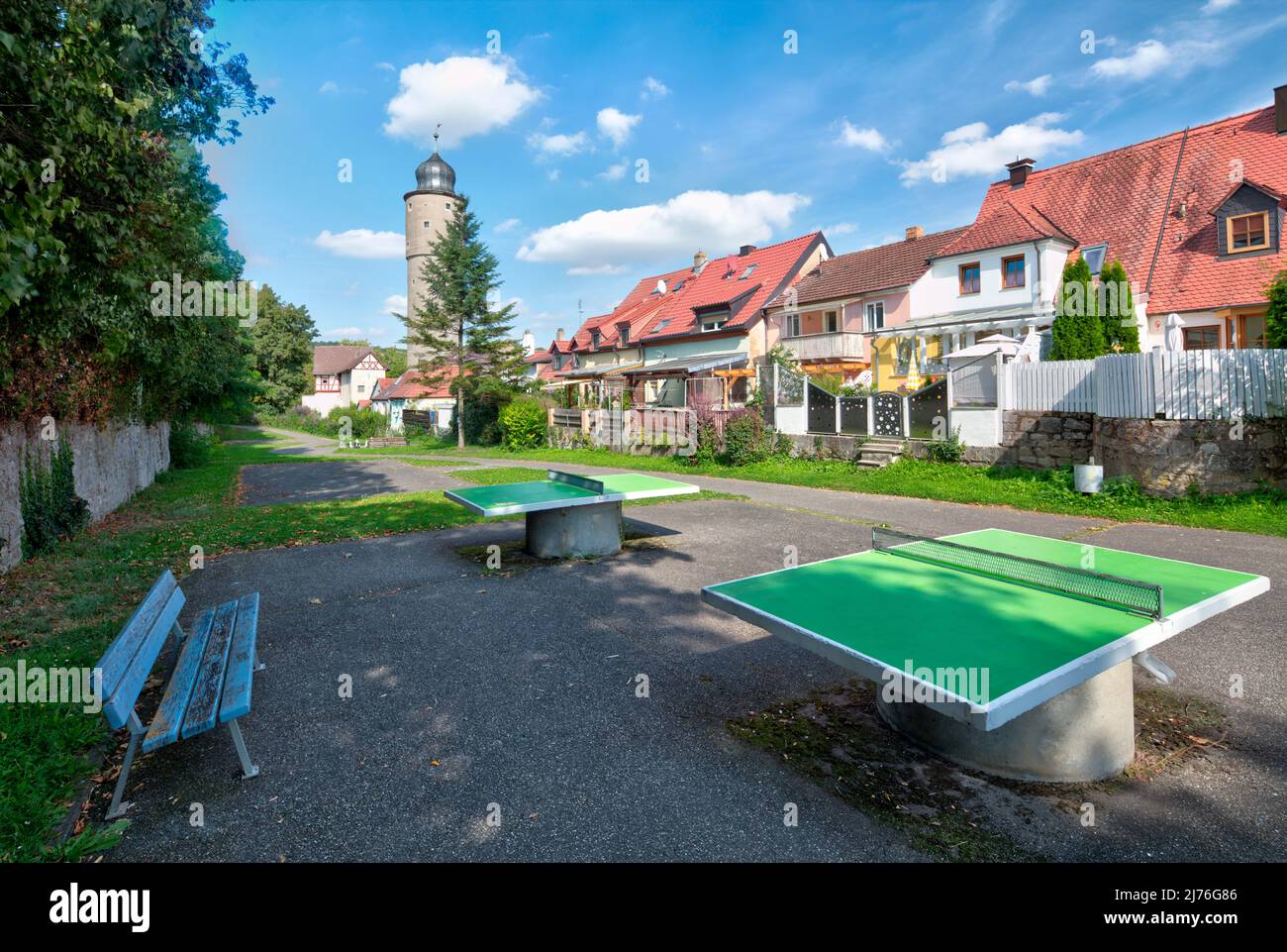 Lower gate, pigeon tower, house facade, green area, village view ...