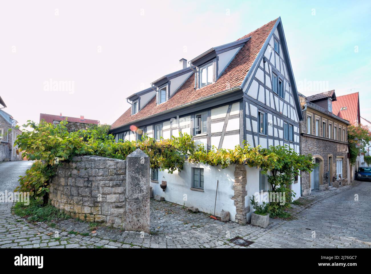 House facade, half-timbering, alley, romance, village view, autumn ...