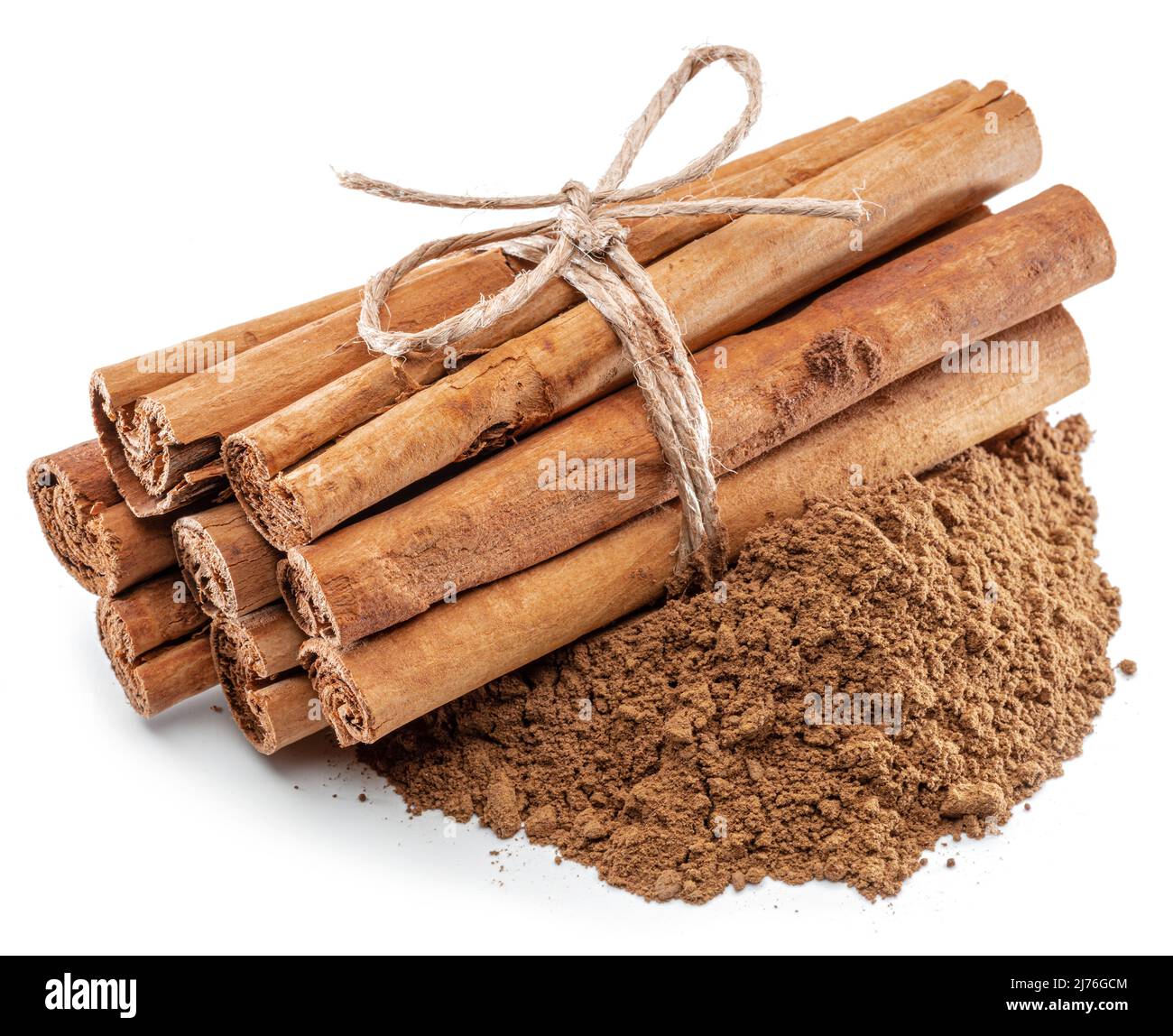 Cinnamon dried bark strips and cinnamon powder, sweet-smelling brown ...