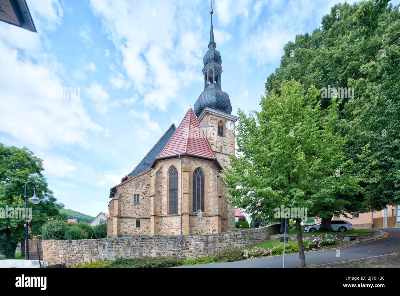 St. Leo church, house facade, village view, summer, Bibra, Grabfeld ...