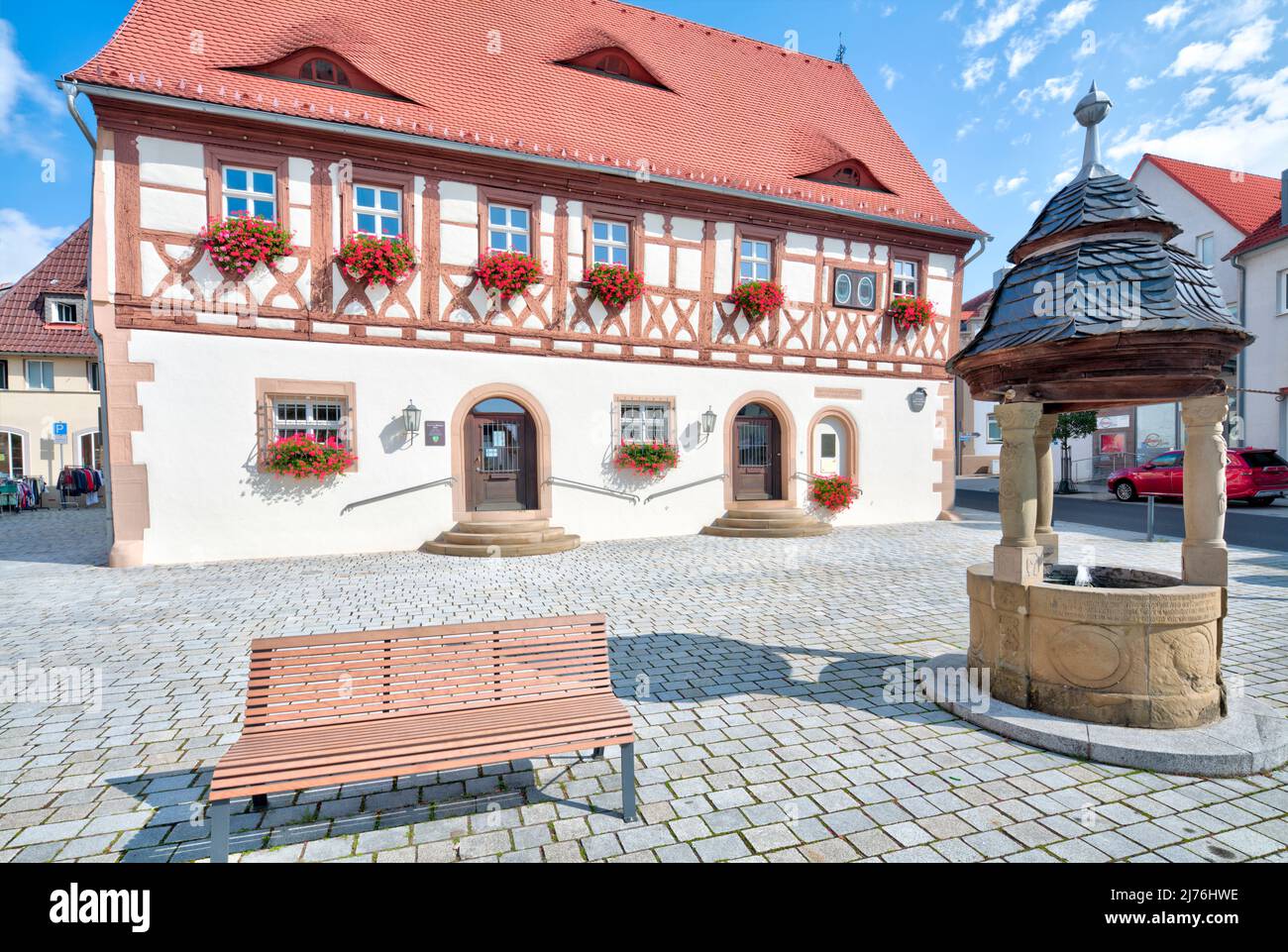 town hall, Reichsdorfmuseum, half-timbered house, house facade, village ...