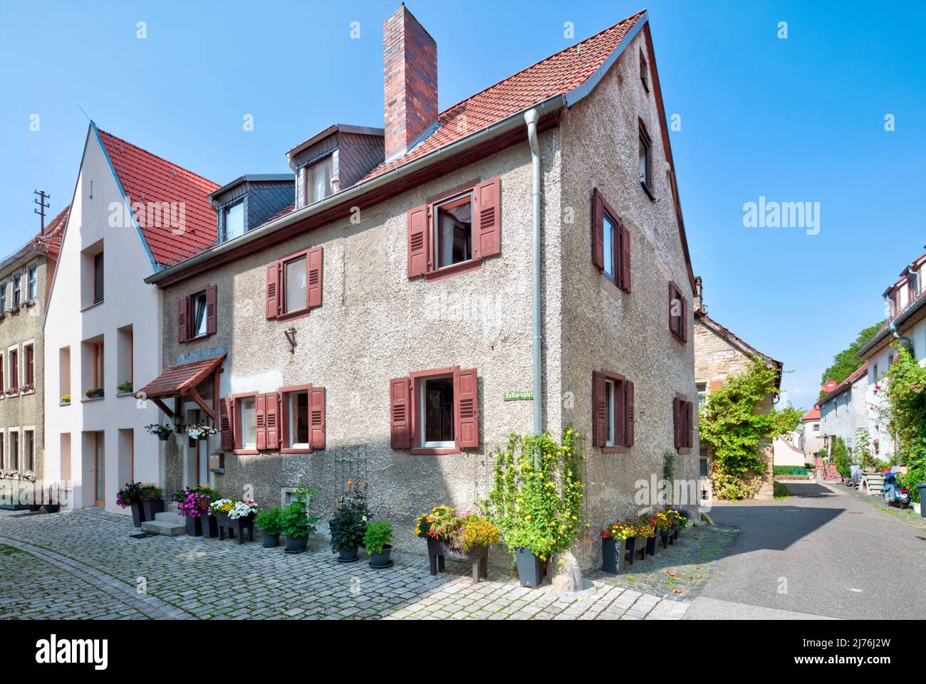 House facade, facade, alley, village view, Mainbernheim, Franconia ...