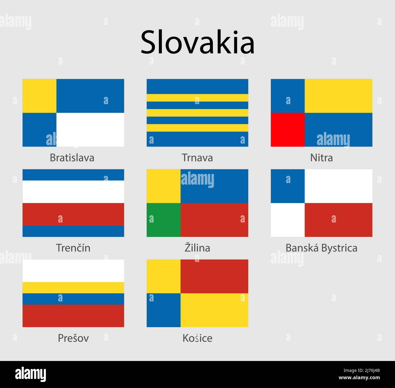Set Flags of the counties of Slovakia, All Slovak regions flag ...