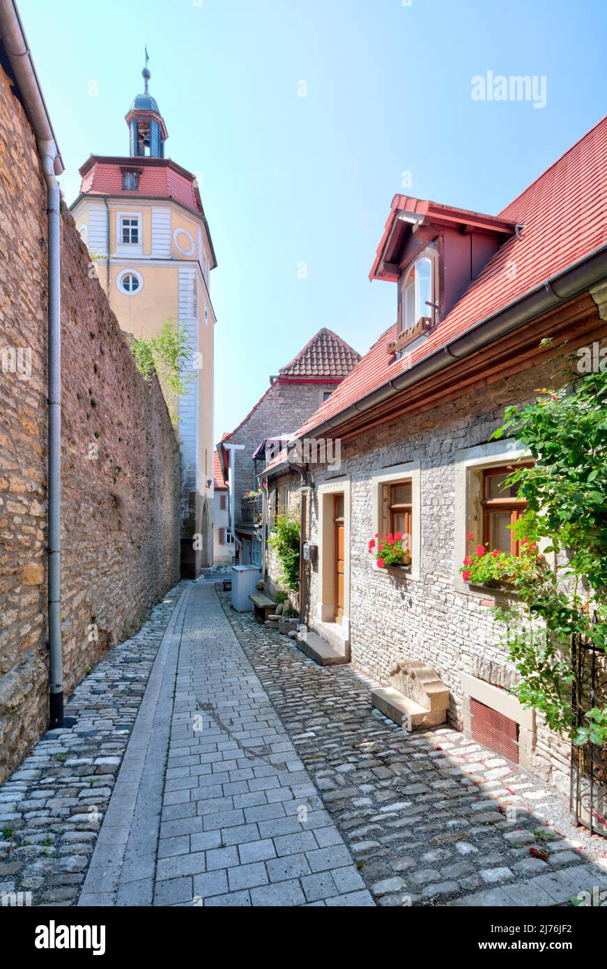 Upper gate, gate tower, city wall, city fortification, Mainbernheim ...
