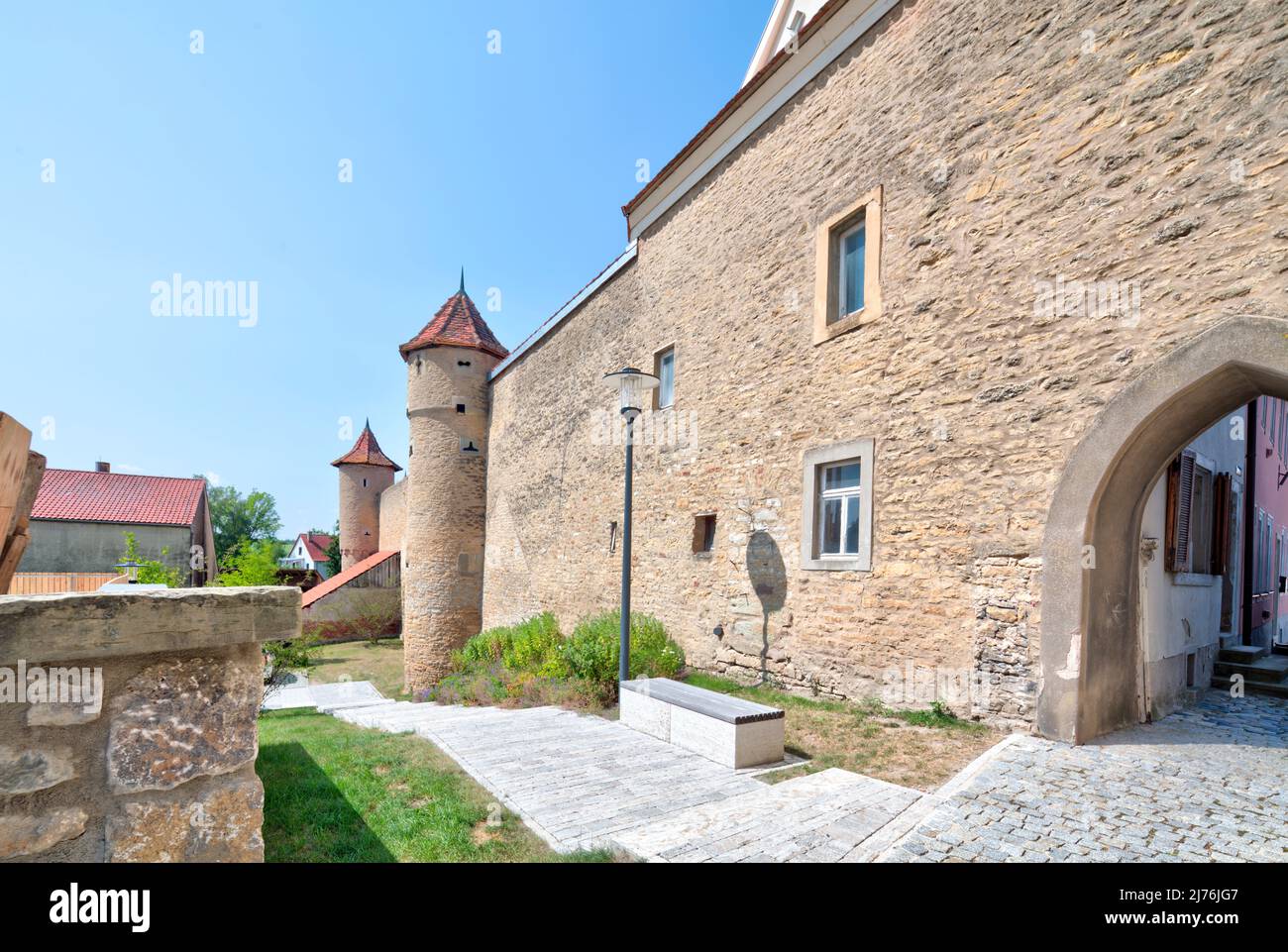 City wall, city fortification, Mainbernheim, Franconia, Bavaria ...