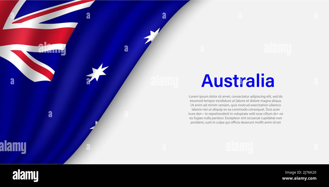 Wave flag of Australia on white background. Banner or ribbon vector ...