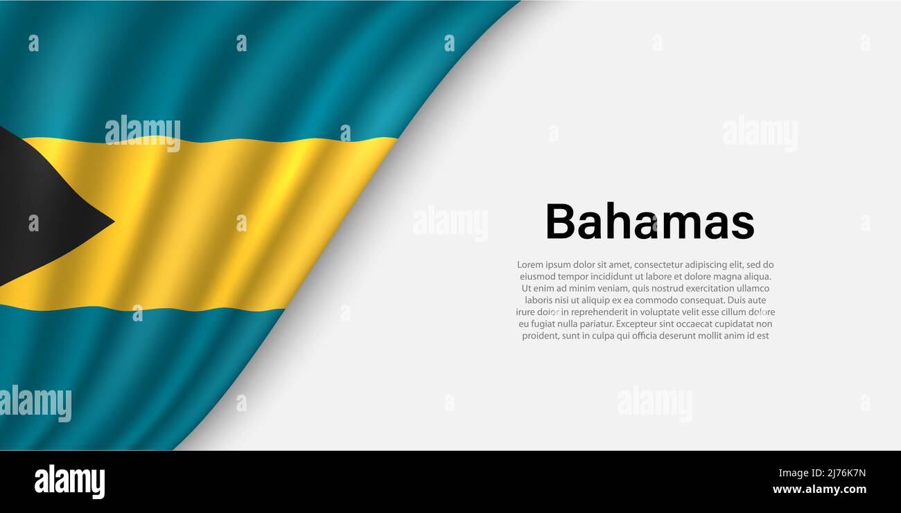 Wave flag of Bahamas on white background. Banner or ribbon vector ...