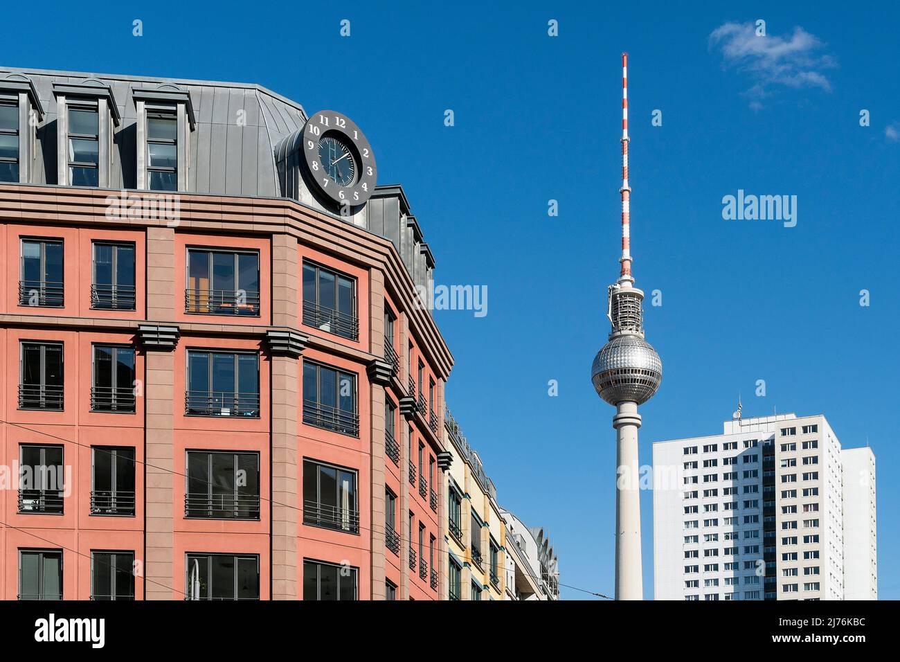 Television tower and skyscraper at spandauer bridge hi-res stock ...