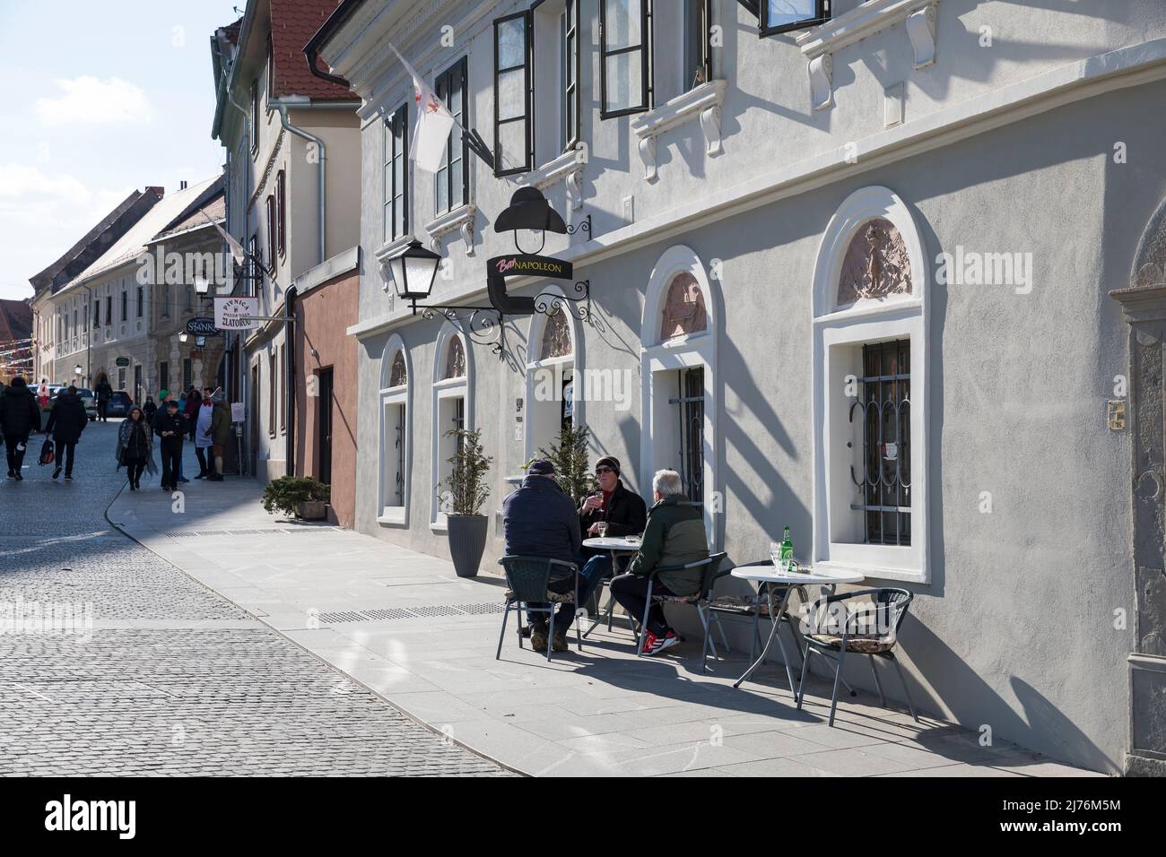 Bar in the old town of Ptuj (Pettau), the oldest town in Slovenia ...