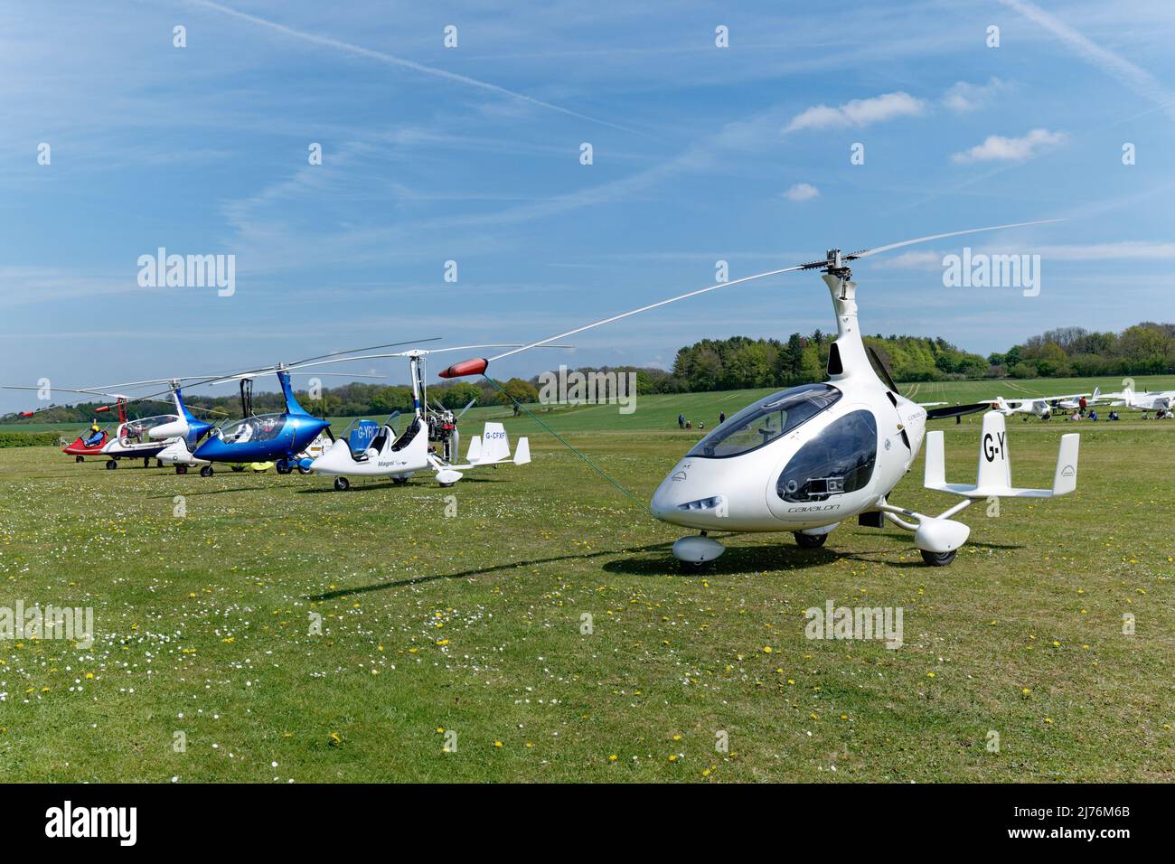 A varied selection of Autogyro aircraft at the Popham annual microlight ...