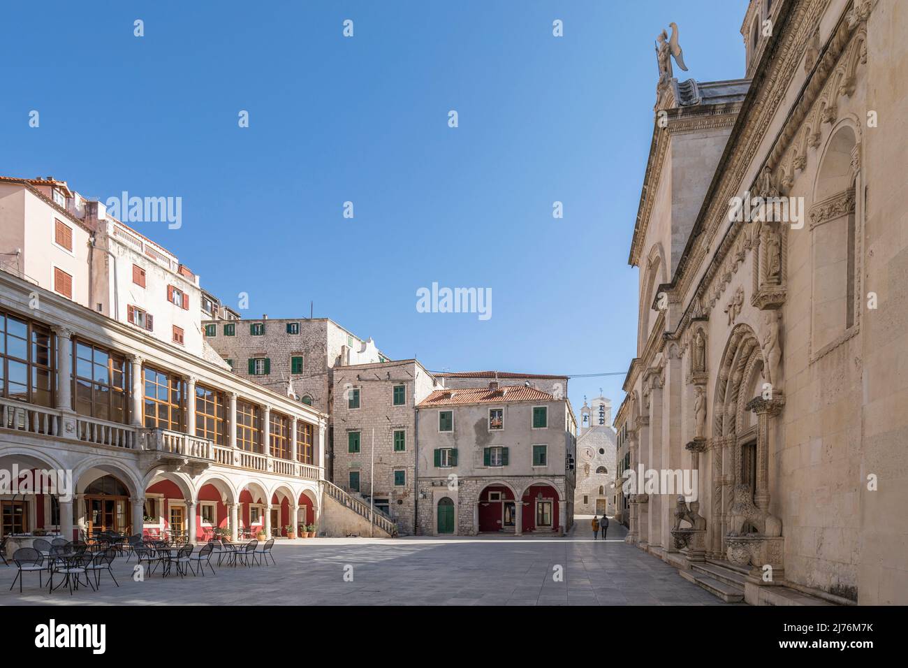 Old town at the Republic of Croatia Square, on the right the Cathedral ...
