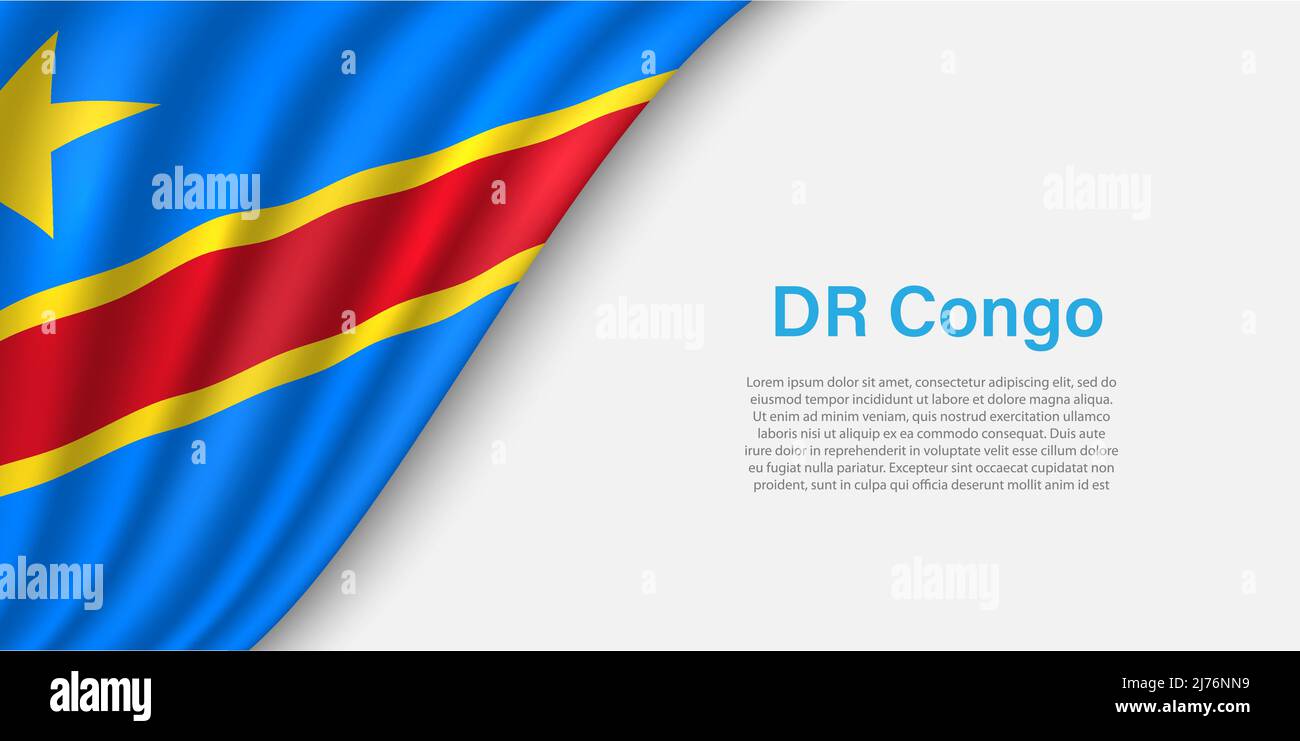 Wave flag of DR Congo on white background. Banner or ribbon vector ...