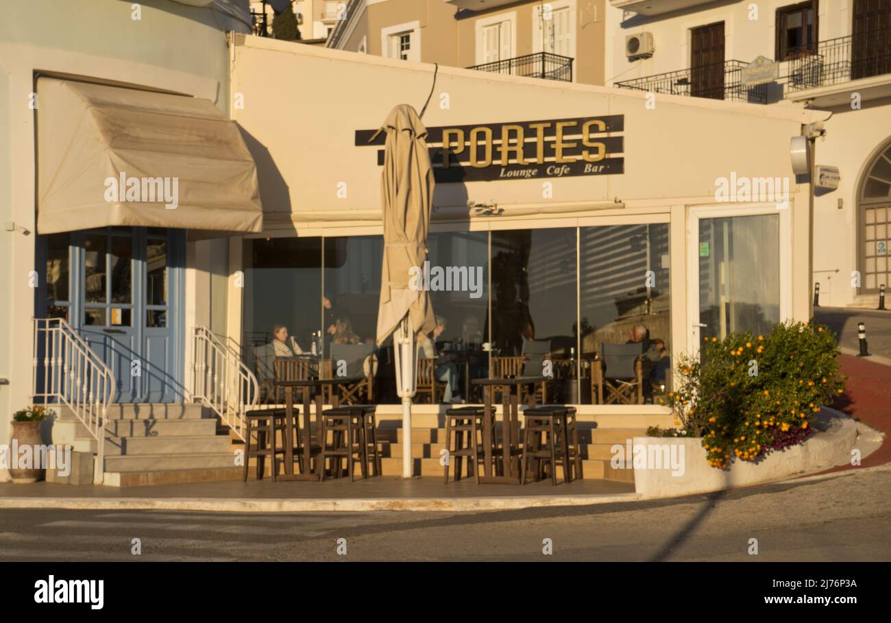 Cafe and bar in Pylos, historically also known as Navarino, Peloponnese ...