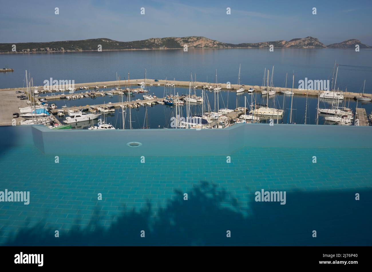 Views of an infinity swimming pool at a hotel by the harbour of Pylos ...