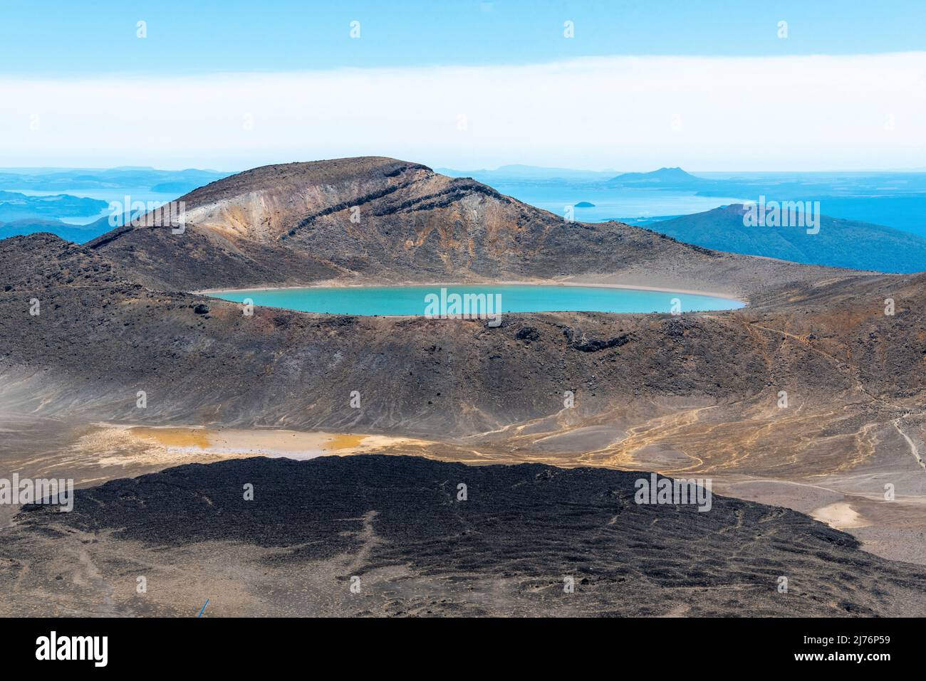 View of the Blue Lake of Tongariro National Park, New Zealand Stock ...