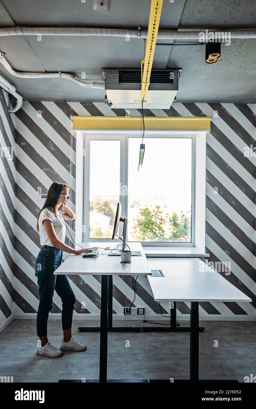 Standing Workplace. Working in Standing Position. Standing desk for ...