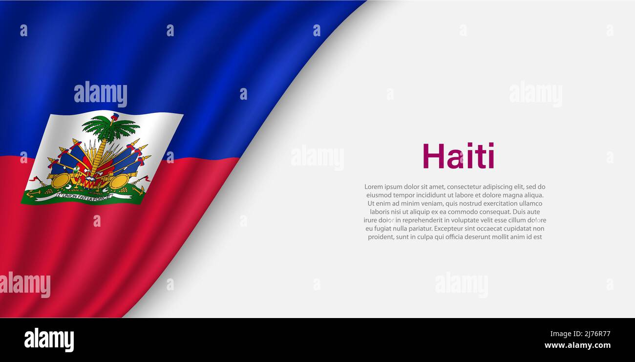 Wave flag of Haiti on white background. Banner or ribbon vector ...