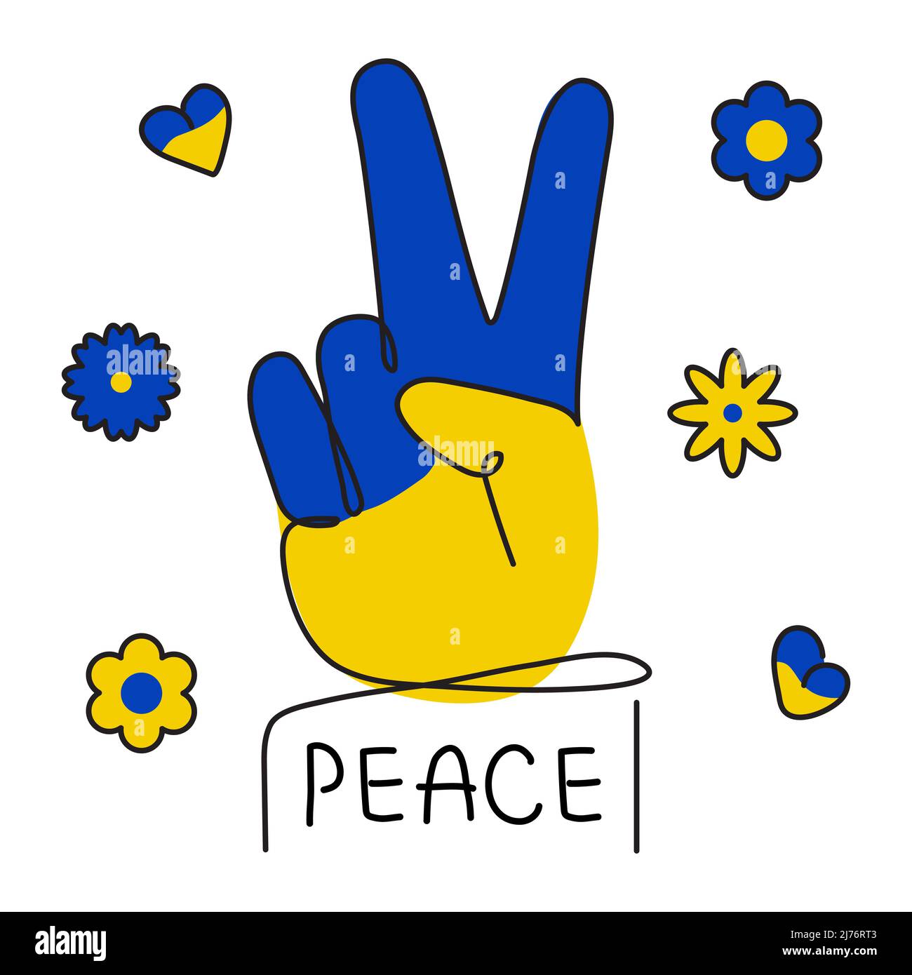 Vector Illustration with hand sign and lettering PEACE in tradition ...