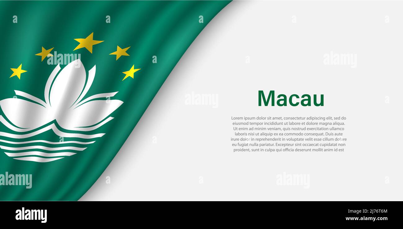 Wave flag of Macau on white background. Banner or ribbon vector ...