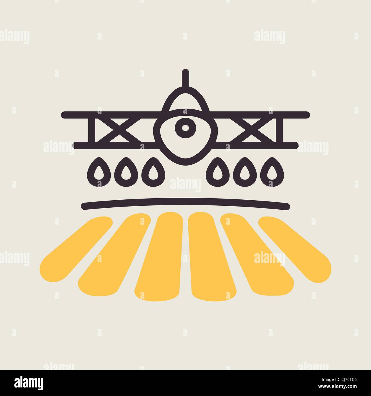 Crop duster airplane spraying a farm field isolated vector icon ...