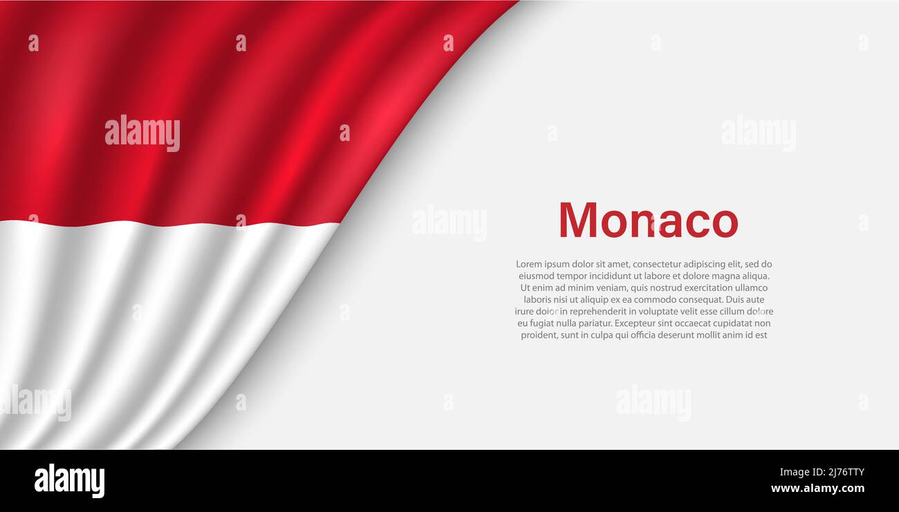 Wave flag of Monaco on white background. Banner or ribbon vector ...
