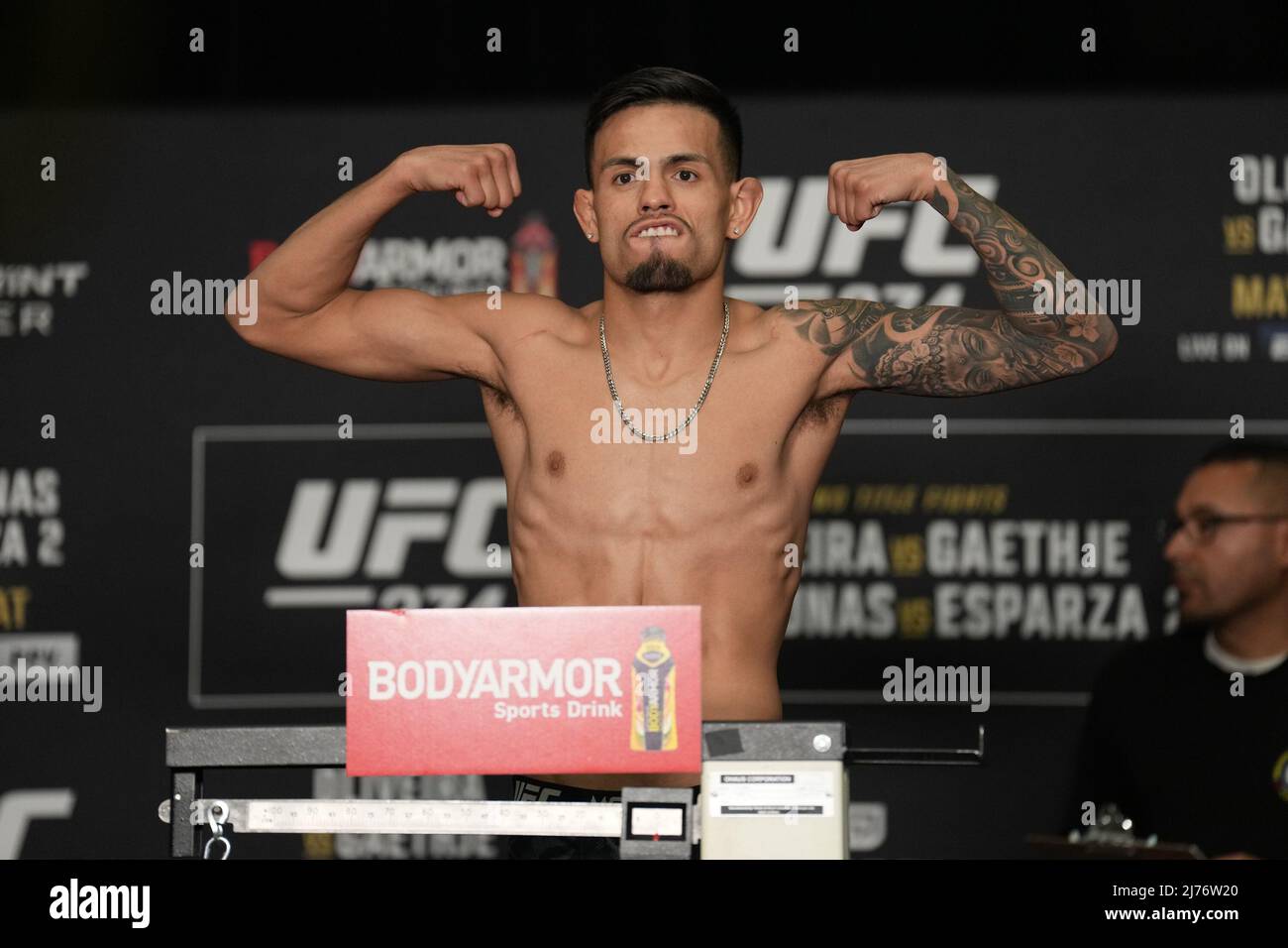 PHOENIX, AZ - May 6: Brandon Royval steps on the scale at Hyatt Regency ...