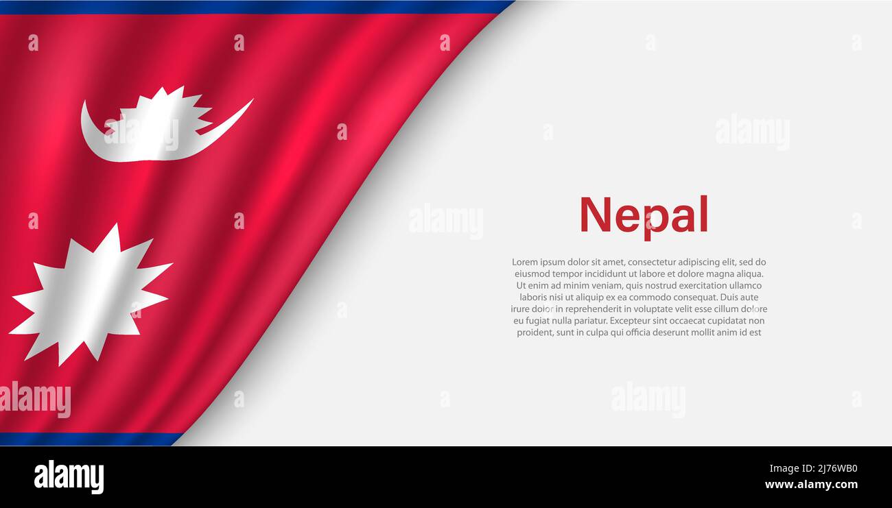 Wave flag of Nepal on white background. Banner or ribbon vector ...