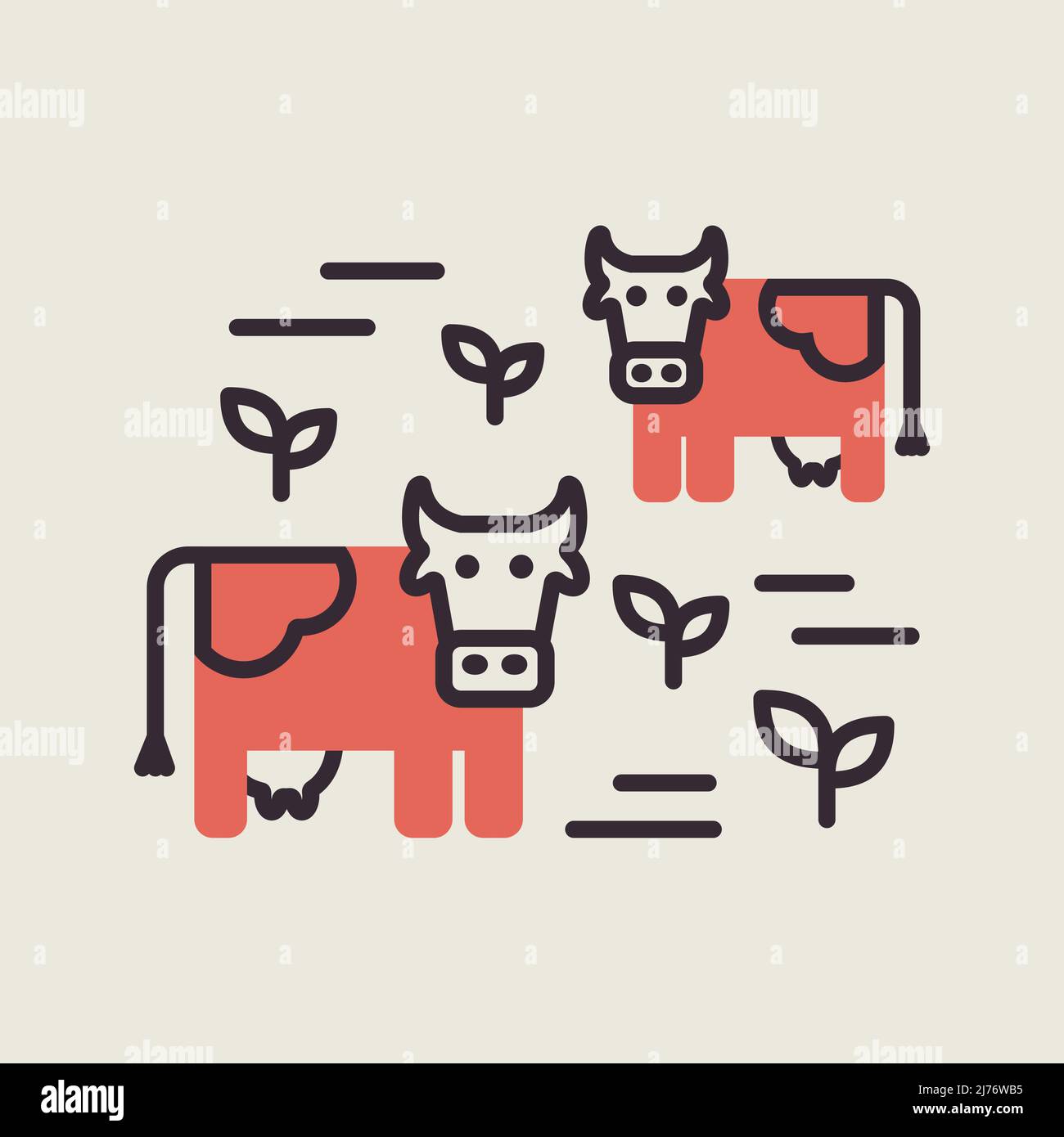 Cow on a pasture isolated icon. Agriculture sign. Graph symbol for your ...