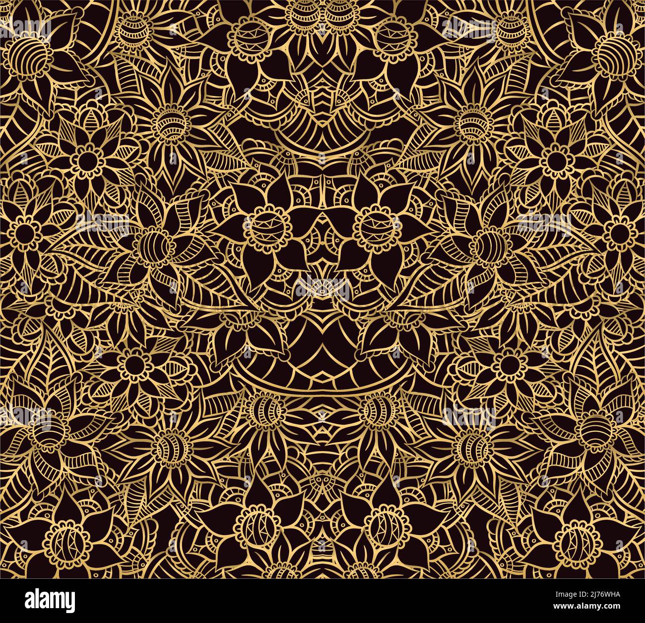 Golden Floral Line Pattern Design Stock Vector Image & Art - Alamy