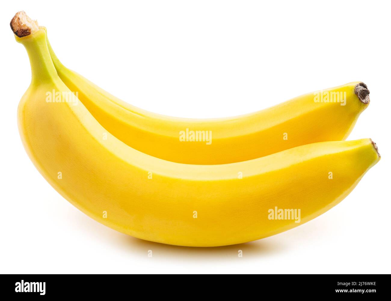 Two perfect ripe yellow bananas isolated on white background Stock ...