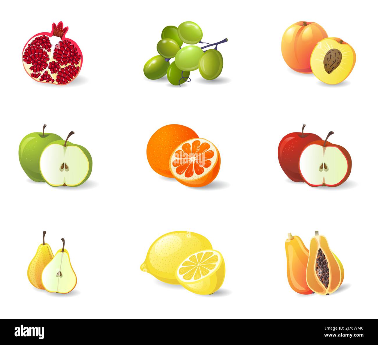 Various Fruits Icons Vector Illustration Stock Vector Image & Art - Alamy