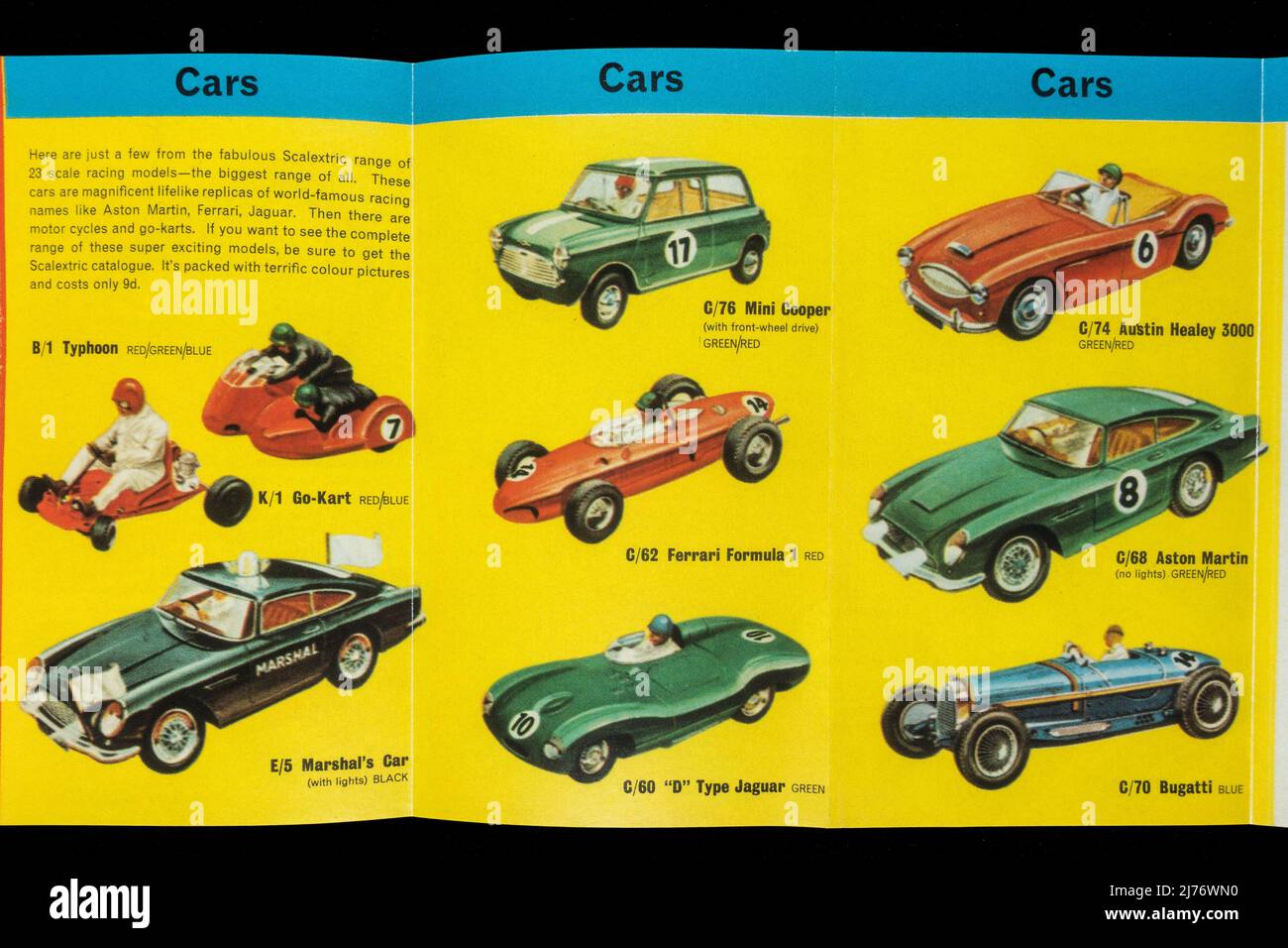 A Scalextrix Model Motor Racing leaflet showing kit available, a piece ...