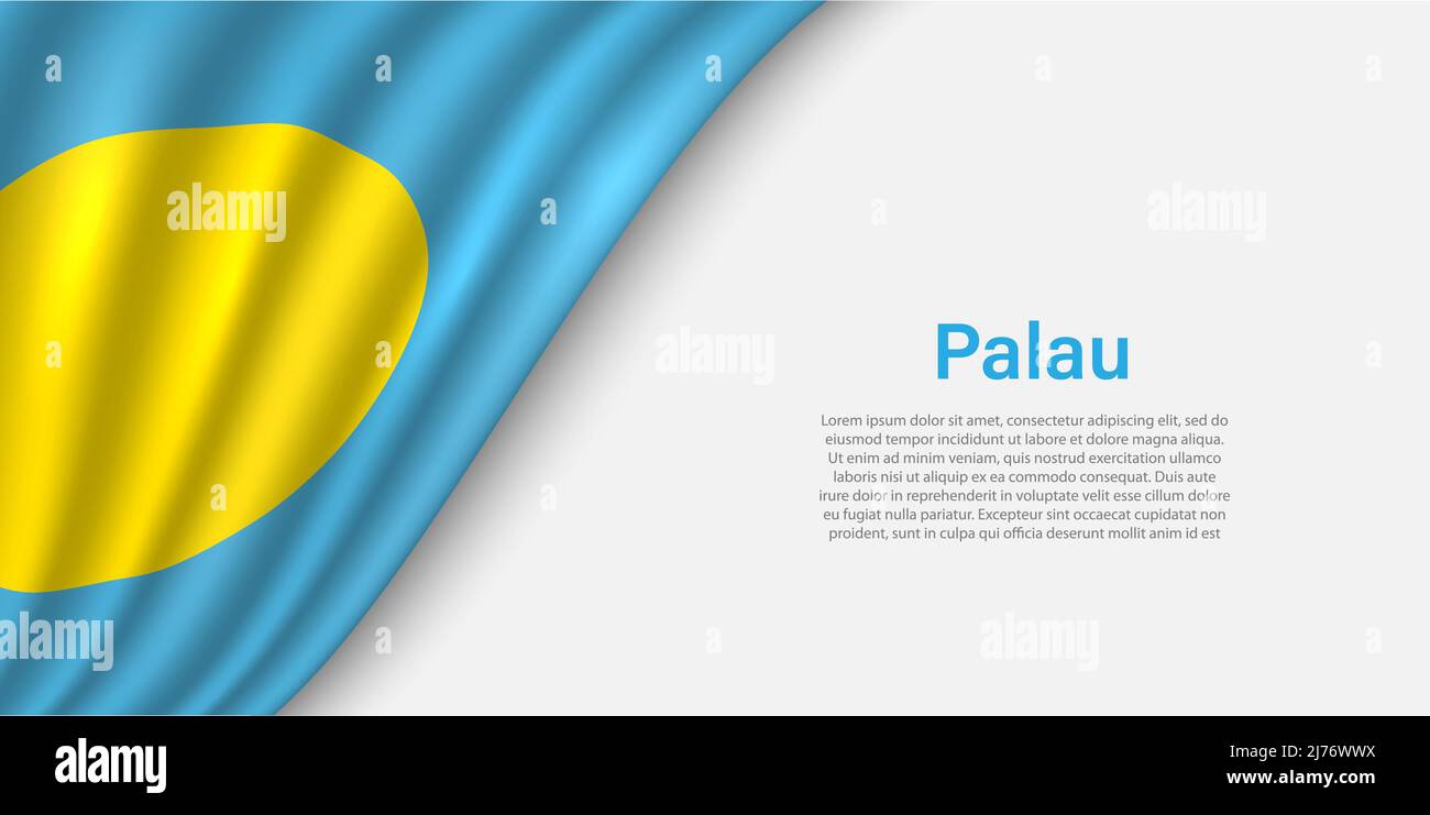Wave flag of Palau on white background. Banner or ribbon vector template for independence day ...